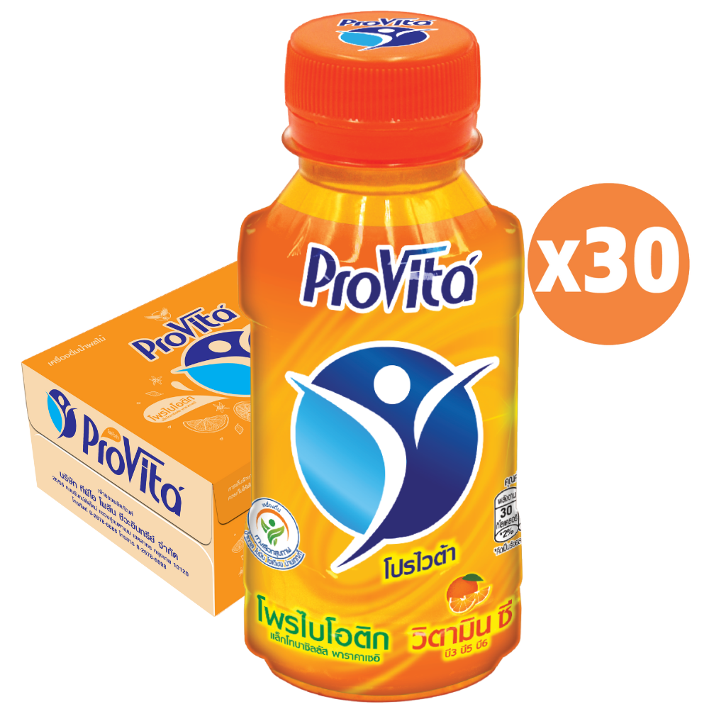 โปรไวต้า เครื่องดื่มโพรไบโอติกผสมวิตามิน รสส้ม บรรจุลัง 30 ขวด (1 ขวด ...